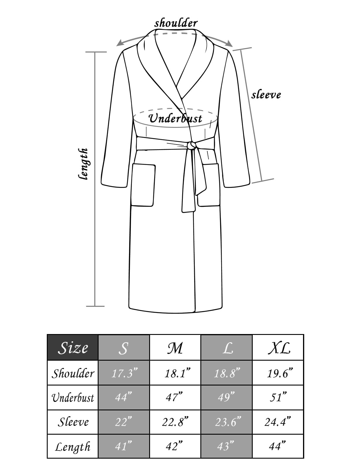 Vislivin Womens Lightweight Bathrobe Soft Kimono Robes Terry Cloth Bathrobe Knee Length Bath Gown Grey L
