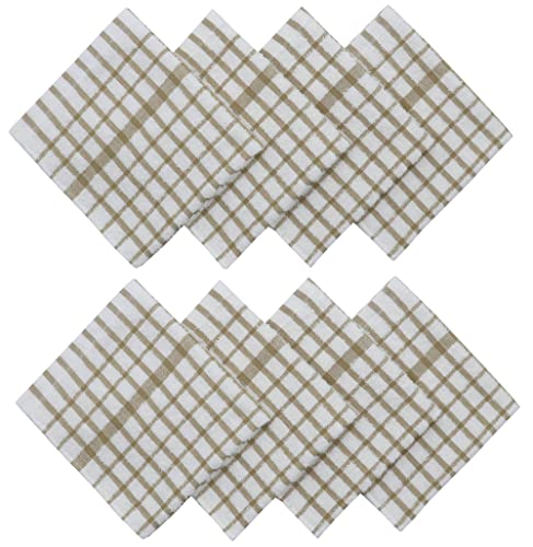 HFGBLG Cotton Dish Towels for Kitchen Wash Cloths Terry Dish Cloths, Set of 8, Light and Soft Cleaning Rags Kitchen Hand Towels, 13 Inch x 13 Inch (Brown-Dish Cloths