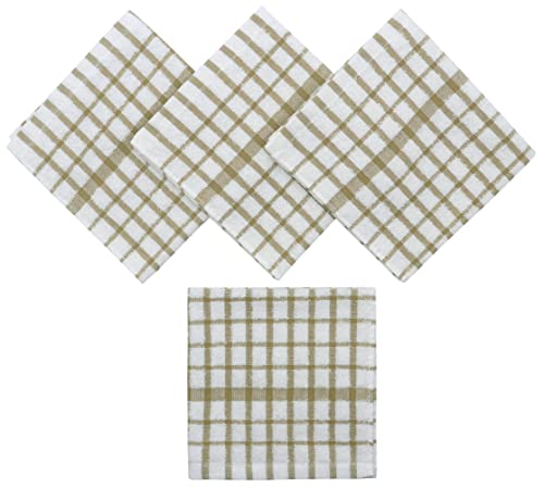 HFGBLG Cotton Dish Towels for Kitchen Wash Cloths Terry Dish Cloths, Set of 8, Light and Soft Cleaning Rags Kitchen Hand Towels, 13 Inch x 13 Inch (Brown-Dish Cloths