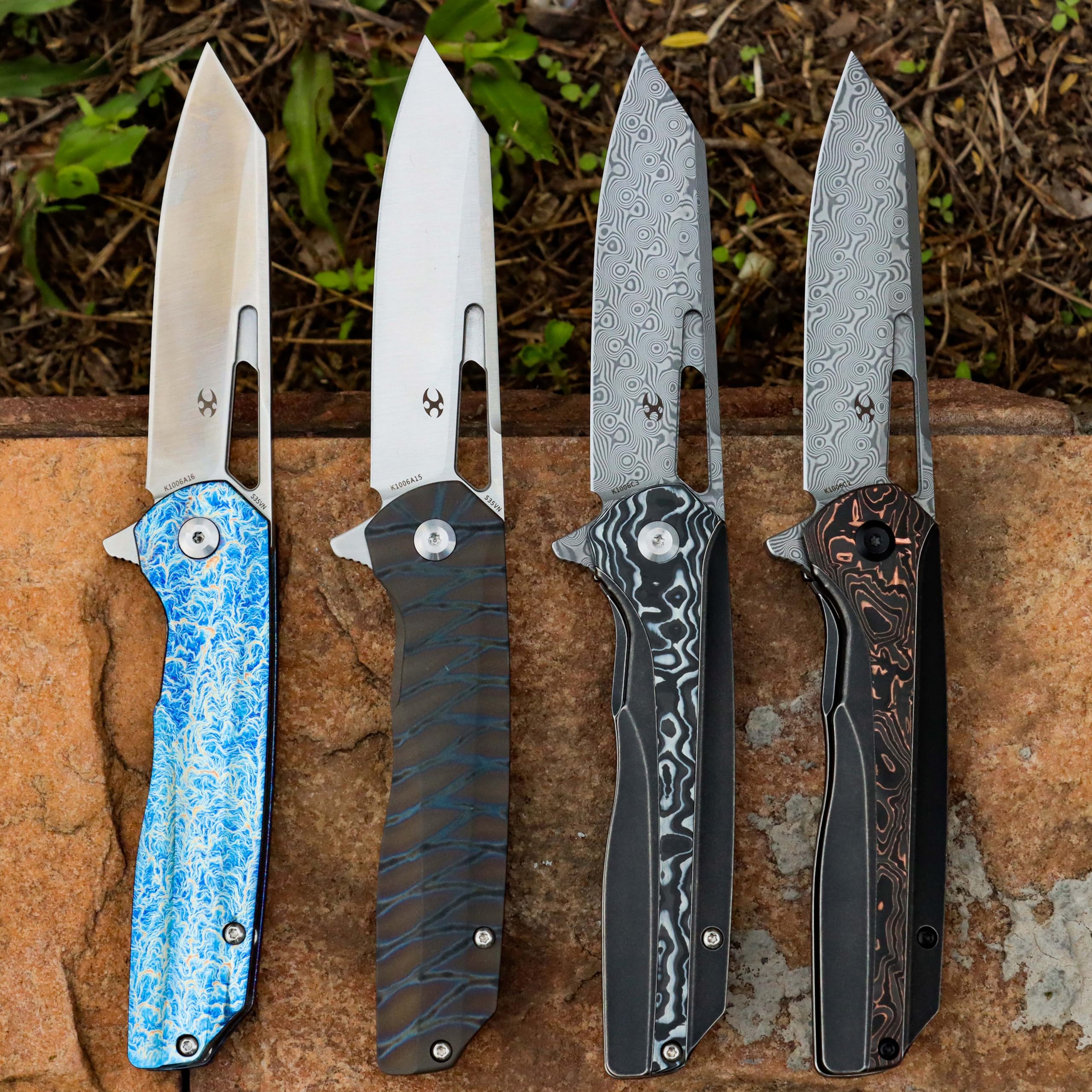 KANSEPT Shard Premium Pocket Folding Knives for Men EDC Pocket Knife 3.48'' Satin CPM-S35VN Material Excellent Folding Knife with Lightning Strike Anodized Titanium Handle EDC K1006A16