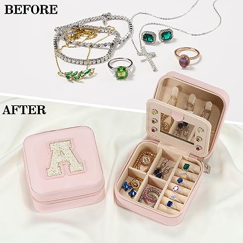 Parima Best Friend Birthday Gifts - Travel Jewelry Case | Gifts for Friends | Friend Gifts for Women Birthday Unique Gifts | Travel Gifts for Friends | Mothers Day Gifts for Women - Letter K, Pink