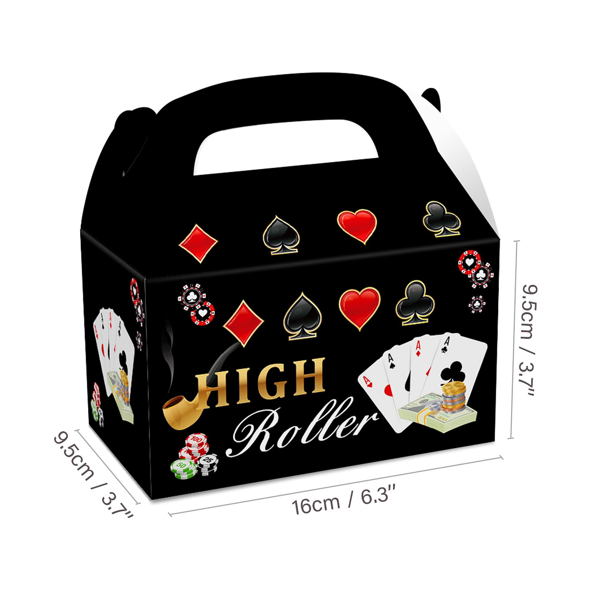 NA 12 Packs Poker Party Goodie Gift Boxes Casino Night Poker Game Theme Party Time Gift Boxes with handle for Birthday Party Decration Supplies