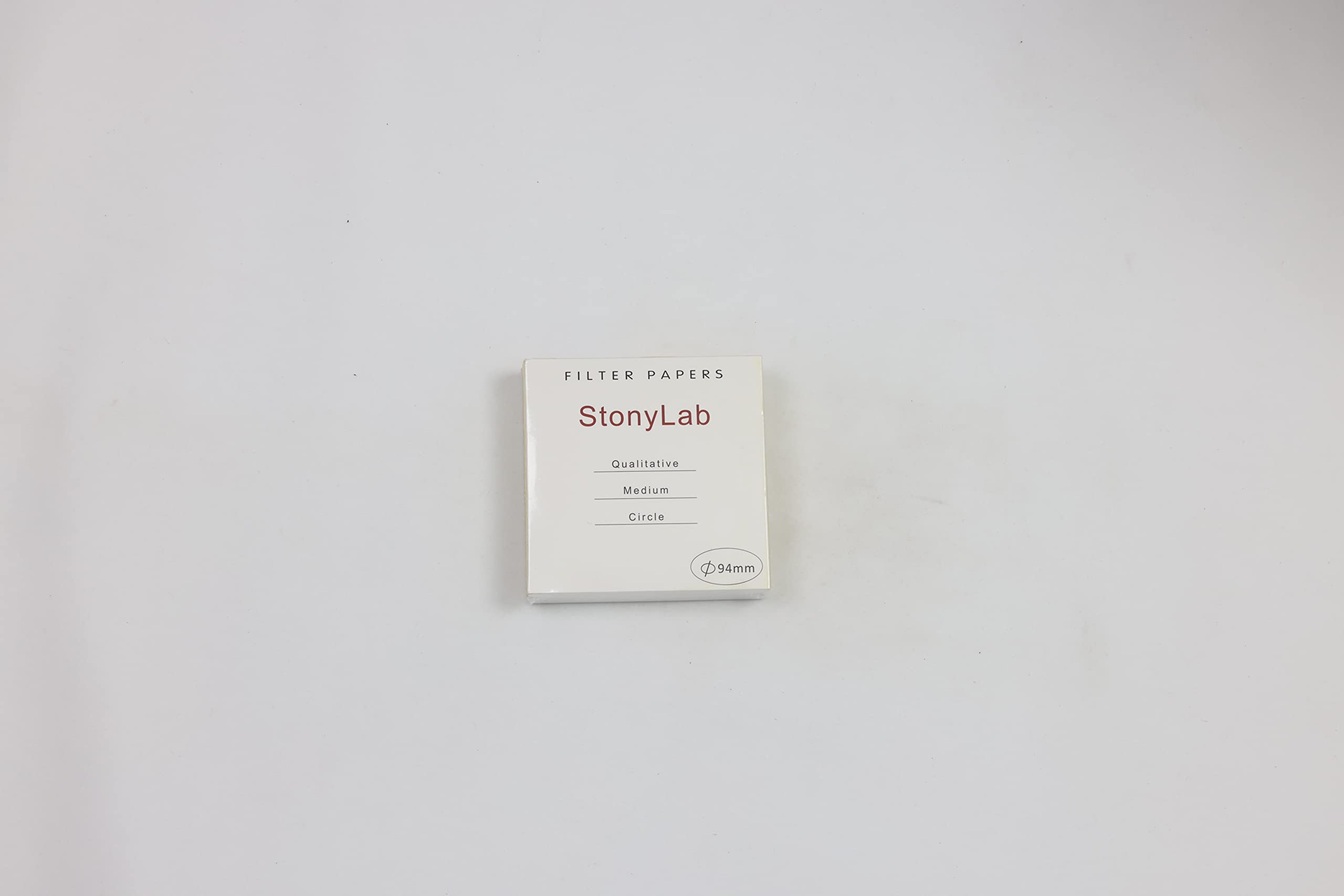 StonyLab Qualitative Filter Paper Circles, 94mm Diameter Cellulose Filter Paper with 20 Micron Particle Retention Medium Filtration Speed, Pack of 100