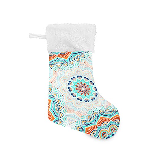 Kigai Christmas Stockings Ethnic Floral Bohemian Large Candy Stockings Stuffers Kids Cute Xmas Sock Decorations 2PCS for Home Holiday Party 12" x18"