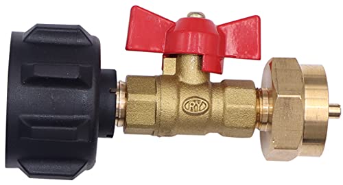 METER STAR QCC1 Propane Filler Adapter for Camping Grill 1LB Cylinder Tank from 20~40LBS Cylinder with ON-Off Control Valve LP Gas Refiller