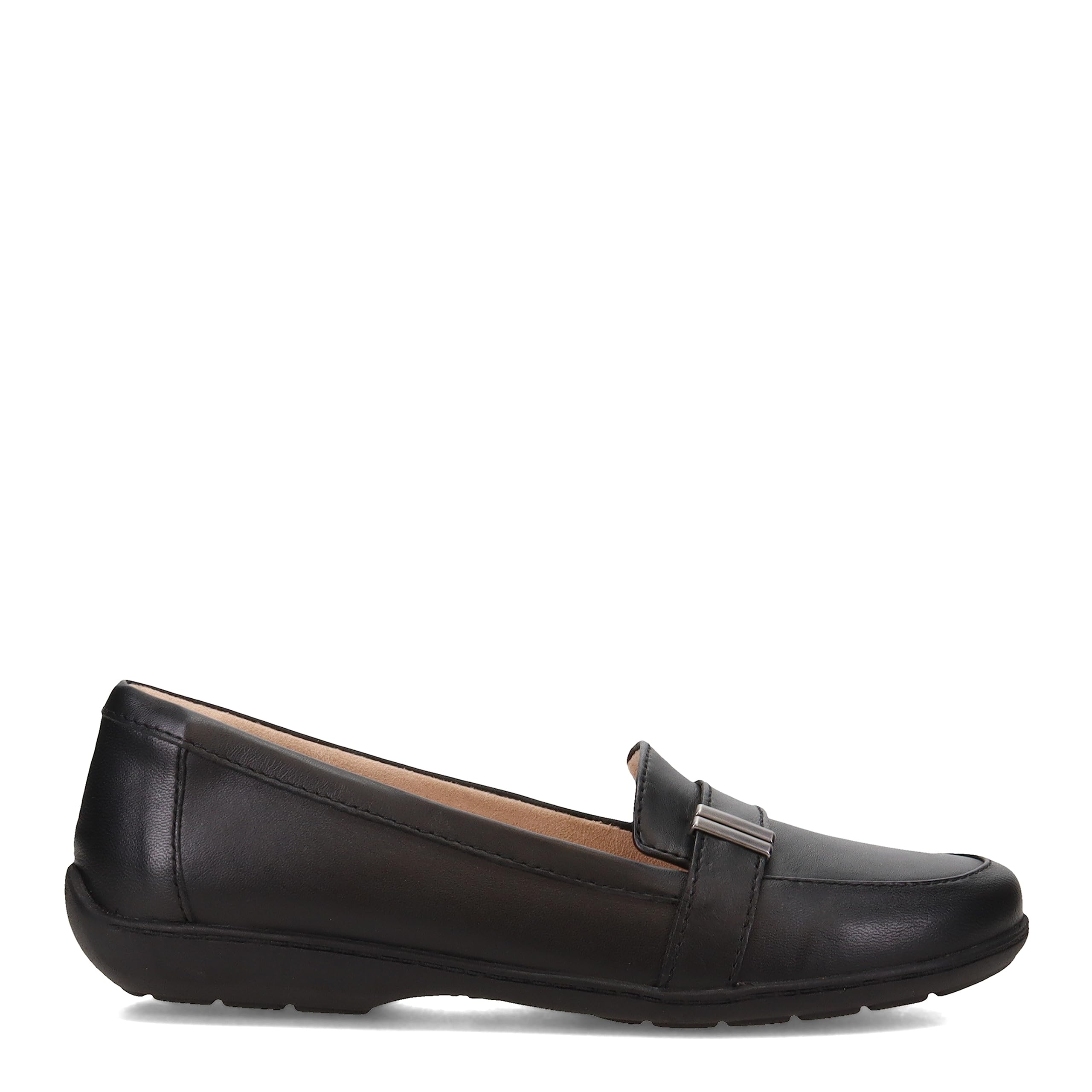 Naturalizer Soul Womens Kentley Slip On Memory Foam Loafer with Ornament, Black Leather, 8 M