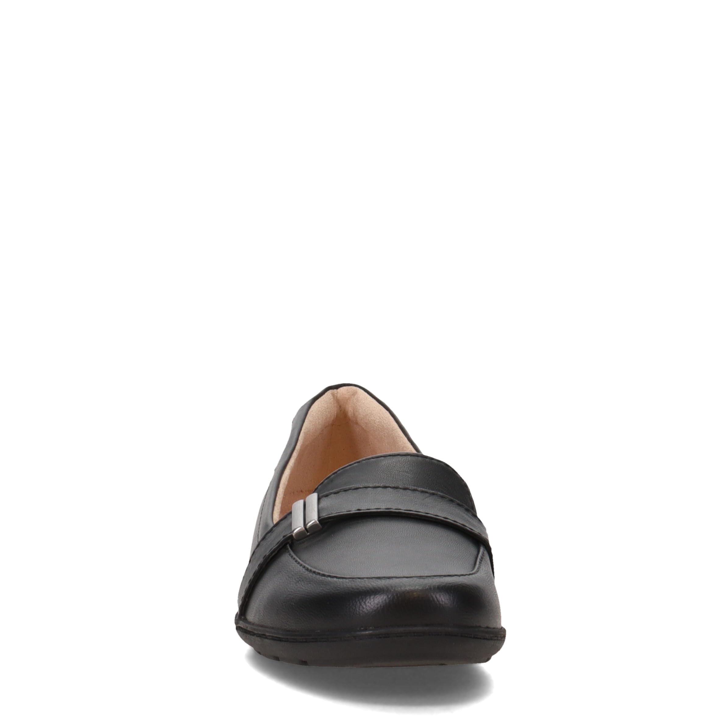 Naturalizer Soul Womens Kentley Slip On Memory Foam Loafer with Ornament, Black Leather, 8 M