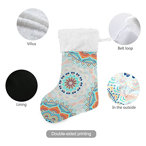 Kigai Christmas Stockings Ethnic Floral Bohemian Large Candy Stockings Stuffers Kids Cute Xmas Sock Decorations 2PCS for Home Holiday Party 12" x18"