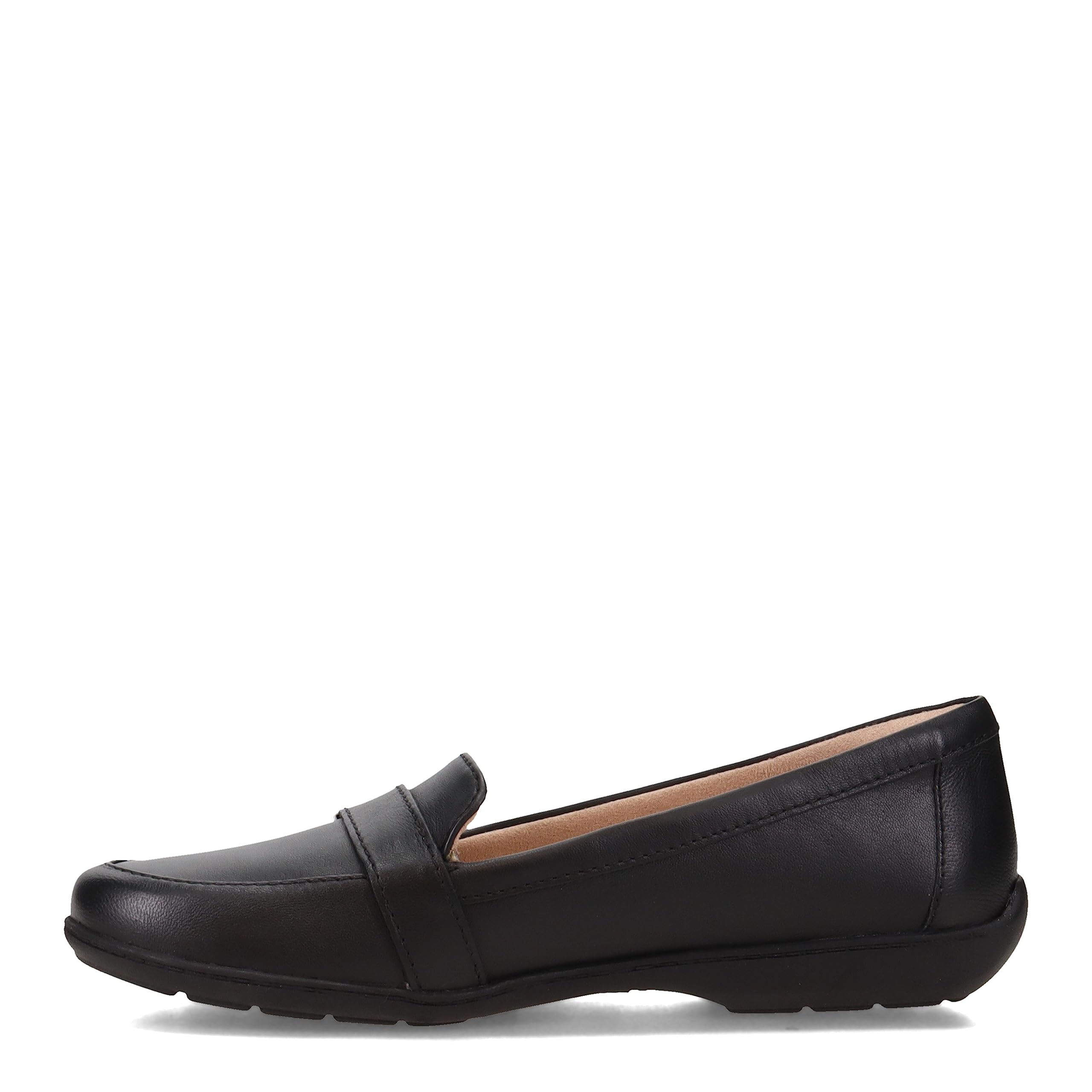 Naturalizer Soul Womens Kentley Slip On Memory Foam Loafer with Ornament, Black Leather, 8 M