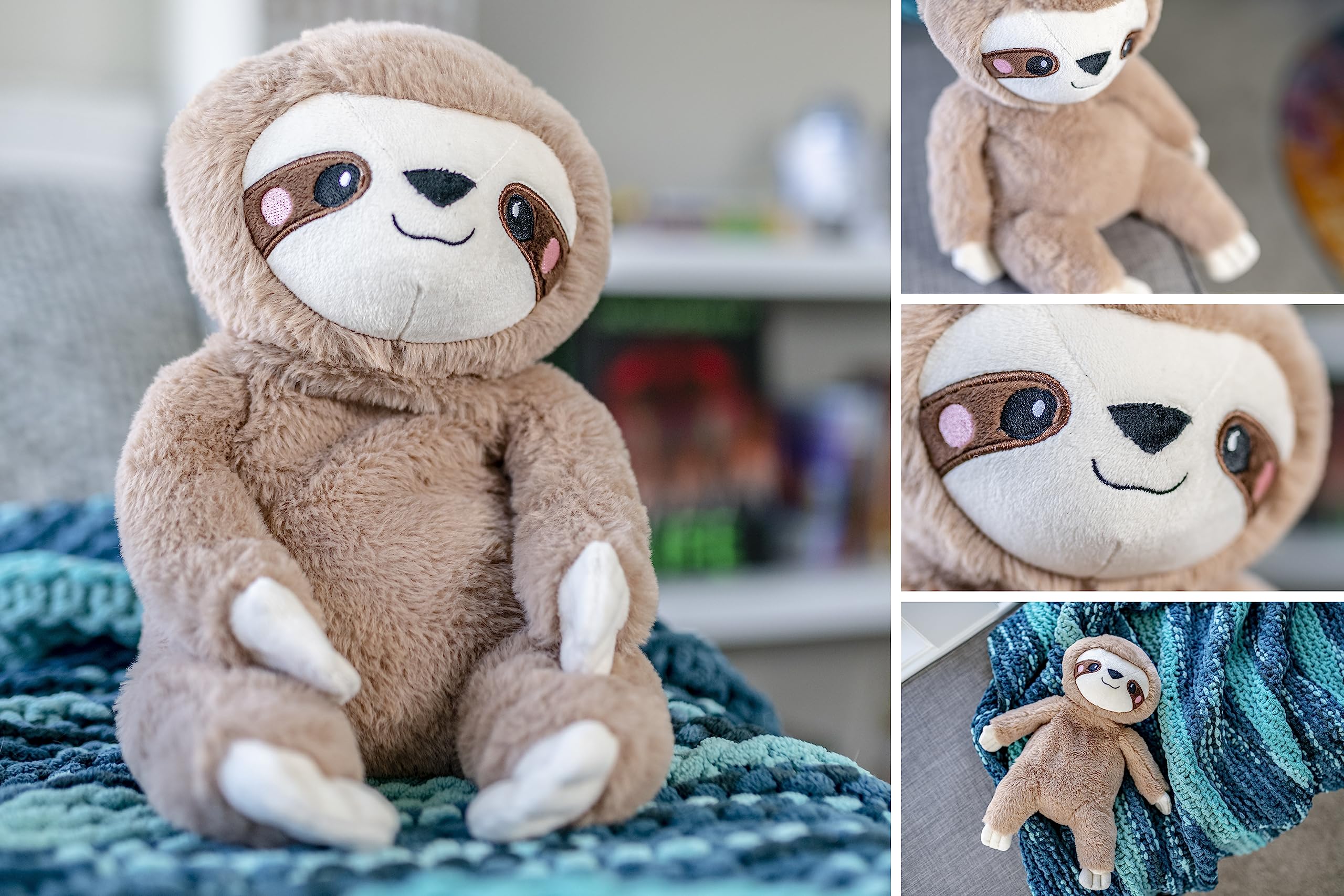 Pacific Comforts Weighted and Microwavable Stuffed Animal - Comfy Weighted, Non-Scented, heatable, freezable, Washable and Travel Friendly Plush Animals Part of The Snug-a-Bear Collection (Sloth)