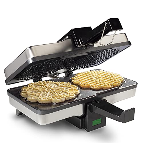 Pizzelle Maker - Non-stick Electric Pizzelle Baker Press Makes Two 5-Inch Cookies at Once- Recipe Guide Included- Easter Holiday Dessert Treat Making Made Easy- Unique Birthday or Any Occasion Gift
