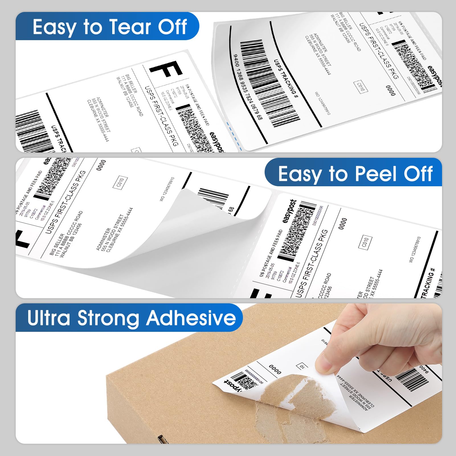 MaxGear 4" x 6" Direct Thermal Labels, 500 Fanfold Labels, for Shipping & Mailing, Perforated White, Commercial Grade with Permanent Adhesive, Compatible with Most Thermal Printers,1 Stack