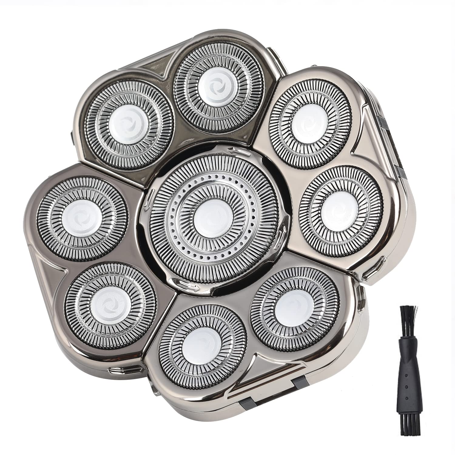 Men's Electric Shavers Replacement Heads 9 Blades Head Replaceable Alternate Floating Washable Electric Razor Shaver Head（Silver）
