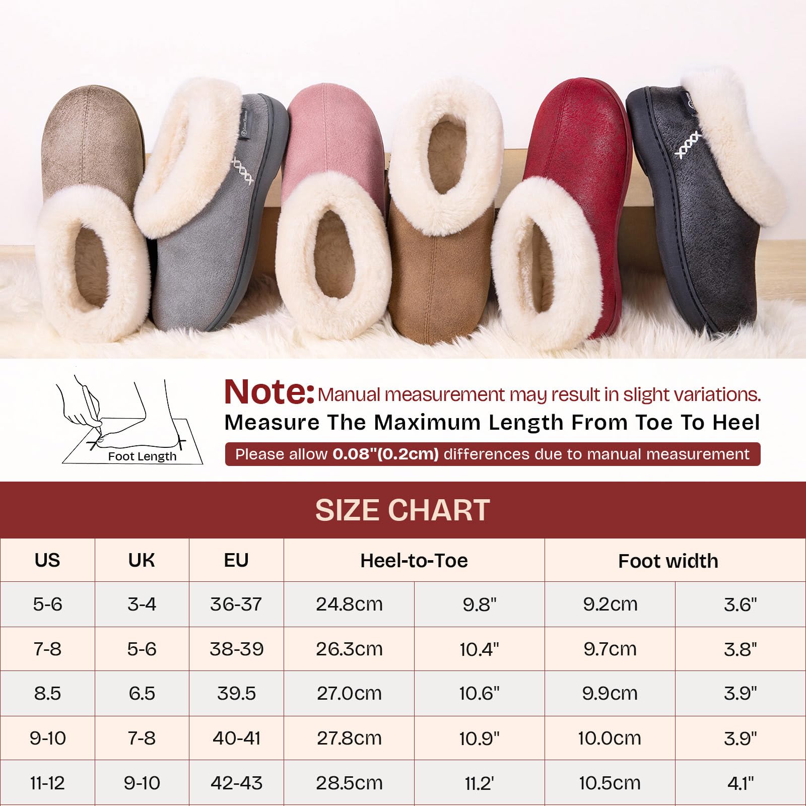 EverFoams Women's Micro Suede Cozy Memory Foam Winter Slippers with Fuzzy Faux Fur Collar and Indoor Outdoor Rubber Sole (Gray, Size 11-12 M US)