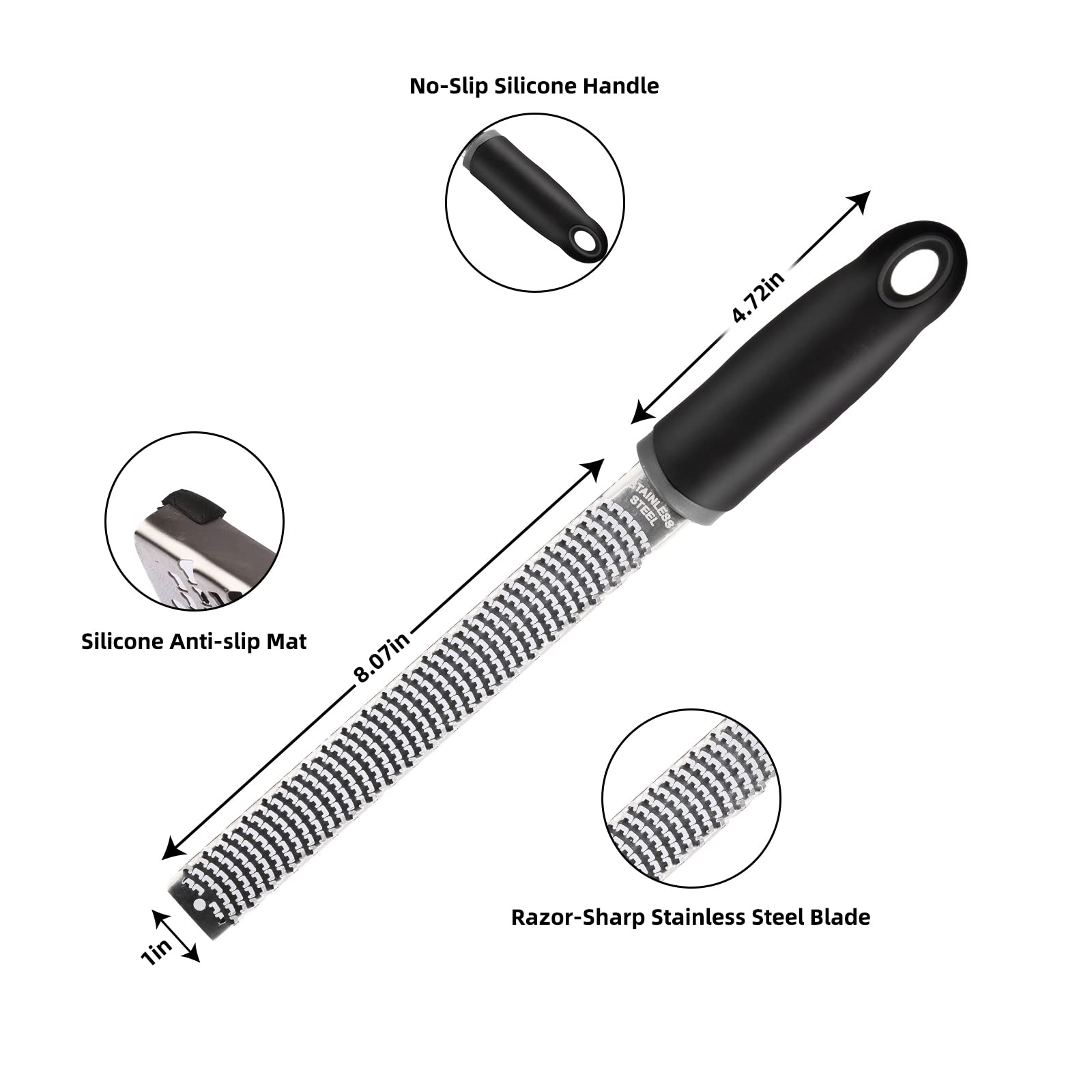 esLife Grater for Kitchen, 3 Pack Zester Stainless Steel, Kitchen Tool for Cheese, Lemon,chocolate, Ginger, Potato, Vegetable & Fruit