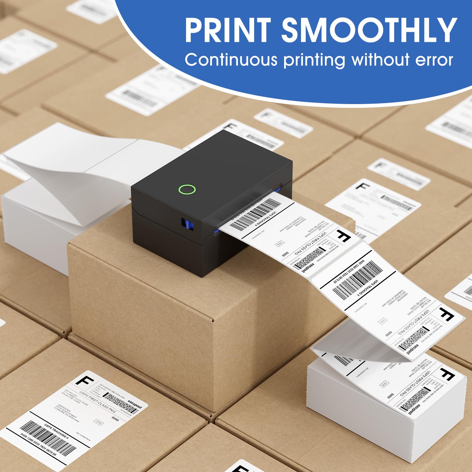 MaxGear 4" x 6" Direct Thermal Labels, 500 Fanfold Labels, for Shipping & Mailing, Perforated White, Commercial Grade with Permanent Adhesive, Compatible with Most Thermal Printers,1 Stack