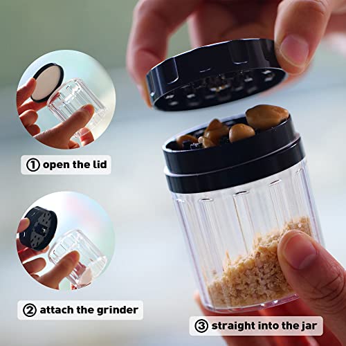 Horns Bee Herb Grinder Containers - Multipurpose Metal Spice Mill with Stash Jar, All-in-One Air Tight Sealable Containers, 2.2'' Sharpstone Grinder, with Accessories and Carrying Pouch