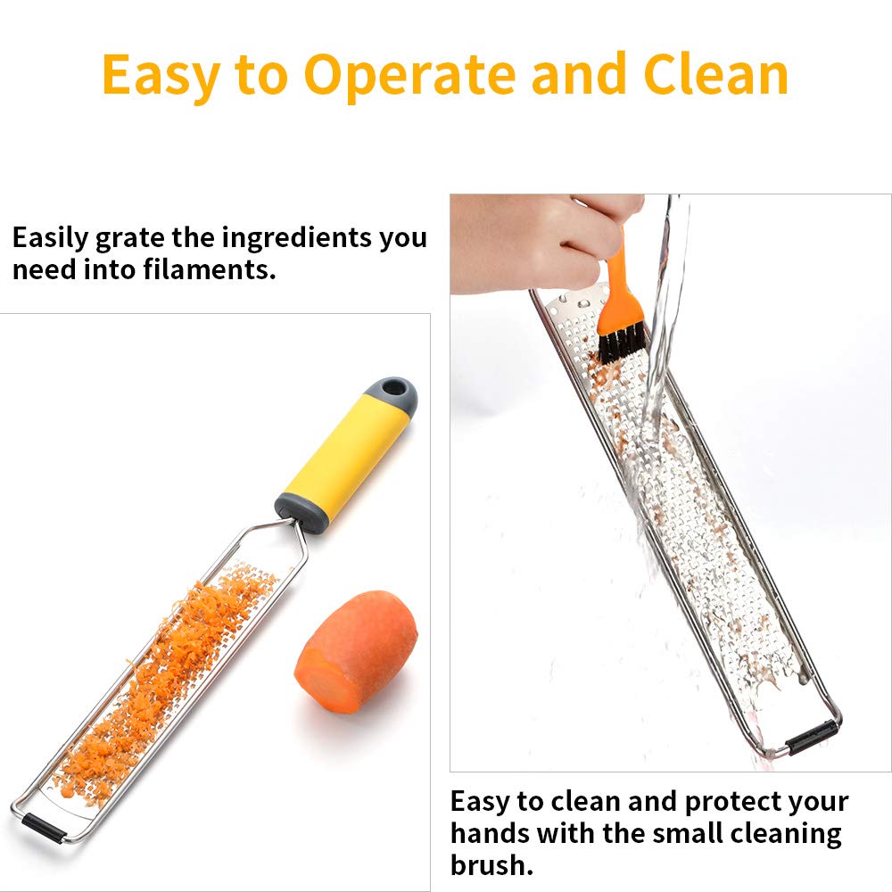 Upgraded Cheese Grater Lemon Zester Tool for Kitchen, Aisoso Premium Stainless Steel Blade Apply to Parmesan Cheese, Ginger, Garlic, Nutmeg, Citrus, Coconut, Chocolate