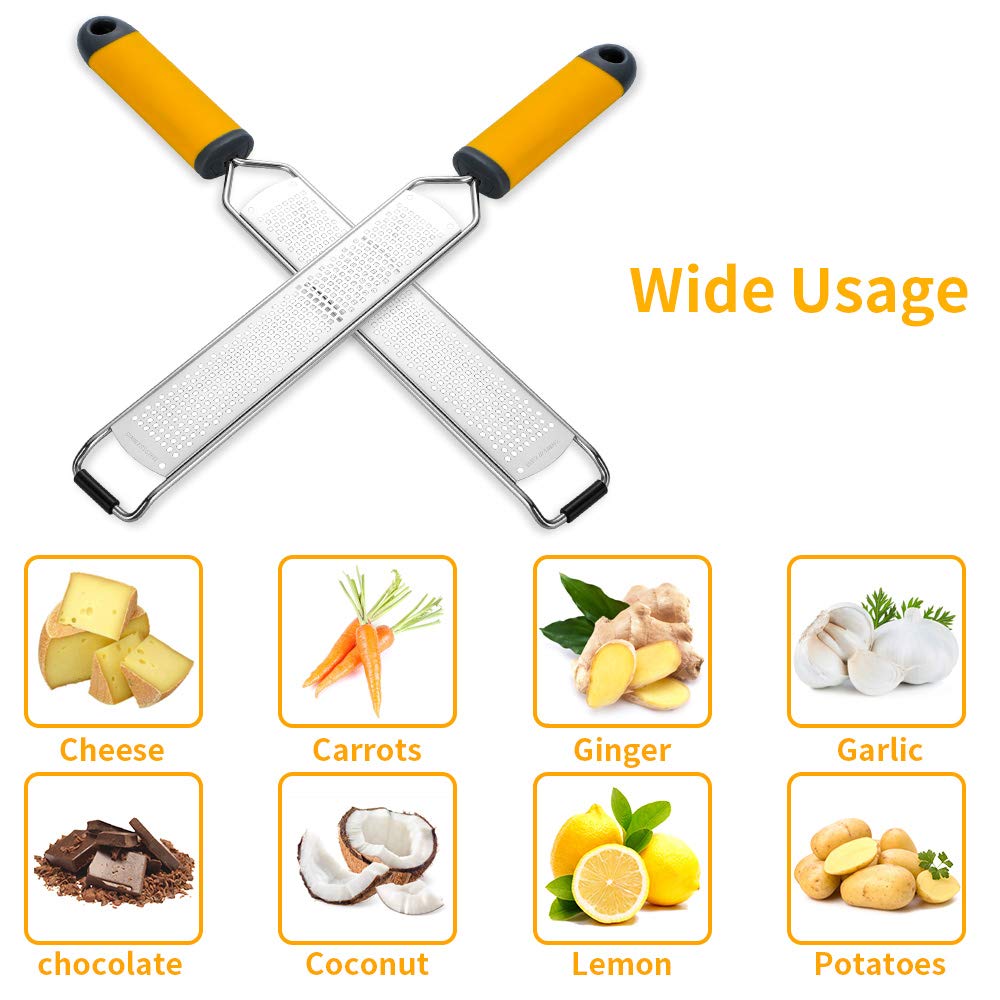 Upgraded Cheese Grater Lemon Zester Tool for Kitchen, Aisoso Premium Stainless Steel Blade Apply to Parmesan Cheese, Ginger, Garlic, Nutmeg, Citrus, Coconut, Chocolate