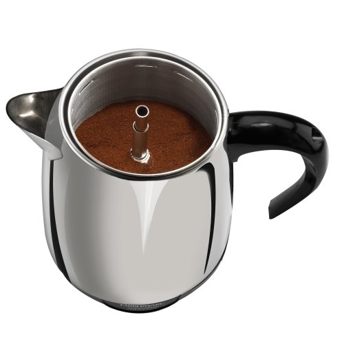 Spectrum Brands Farberware 8-Cup Percolator, Stainless Steel, FCP280, Black