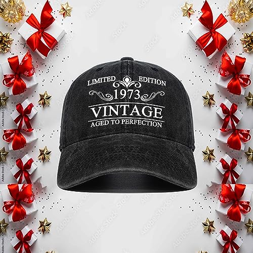 Rybicag 50th Birthday Gifts for Women Men,1973 for 50 Year Old Woman Man Vintage Hat Black