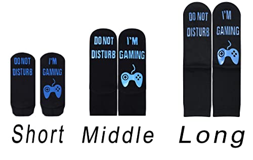 Henwarry Do Not Disturb Gaming Socks Funny Cotton Novelty Gamer Socks Gifts for Men and Women (Long, A02-Black/Blue)