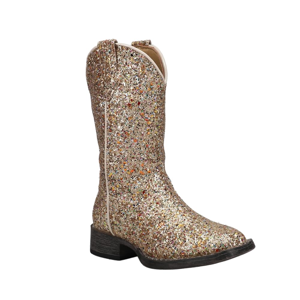 ROPER Kids Girls Glitter Galore Square Toe Casual Boots Mid Calf - Gold - Size 1 M