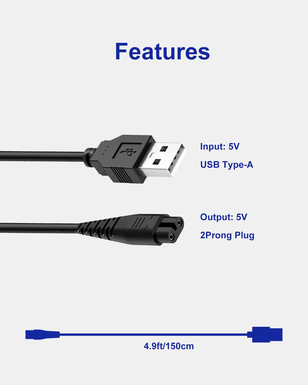uijino USB Charging Cable Compatible with Hatteker Hair Clipper, 5V Charger for Hatteker RFC-598 RFC-588 RFC-690 RFC-696 RSCX-7568 Electric Shaver Beard Trimmer, 2 Cleaning Brush, 4.9ft Power Cord