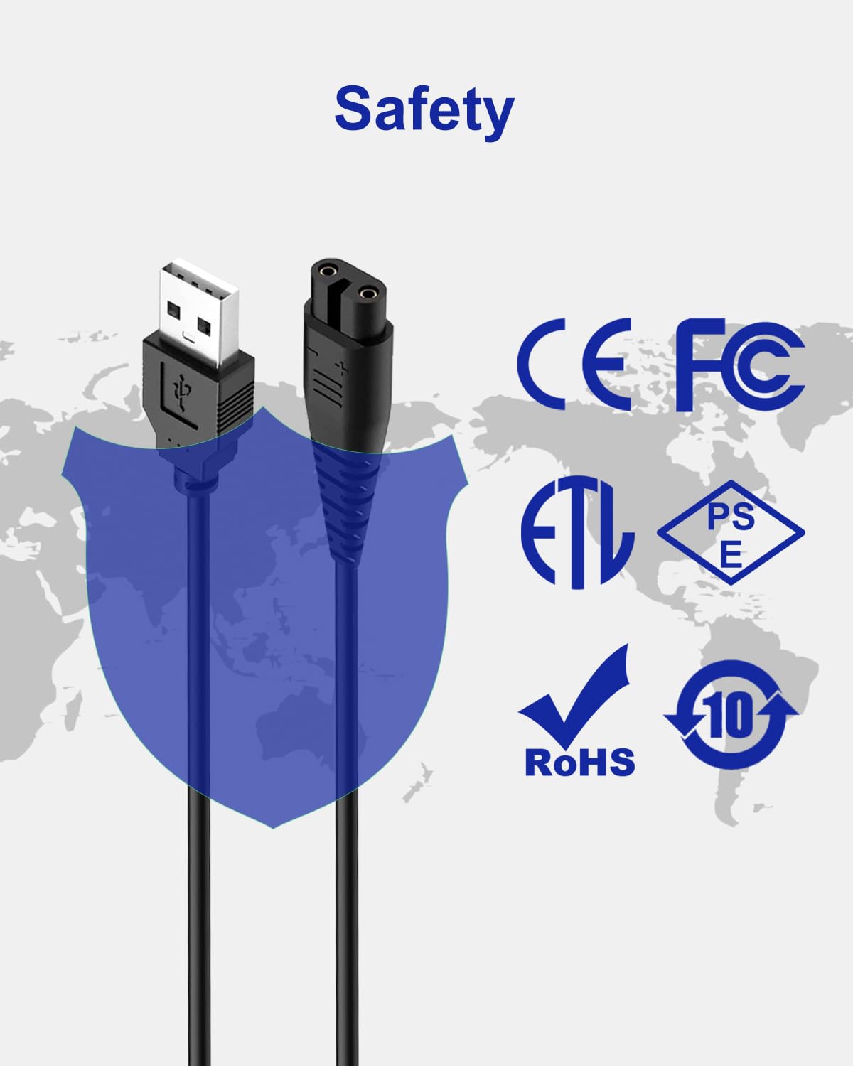 uijino USB Charging Cable Compatible with Hatteker Hair Clipper, 5V Charger for Hatteker RFC-598 RFC-588 RFC-690 RFC-696 RSCX-7568 Electric Shaver Beard Trimmer, 2 Cleaning Brush, 4.9ft Power Cord