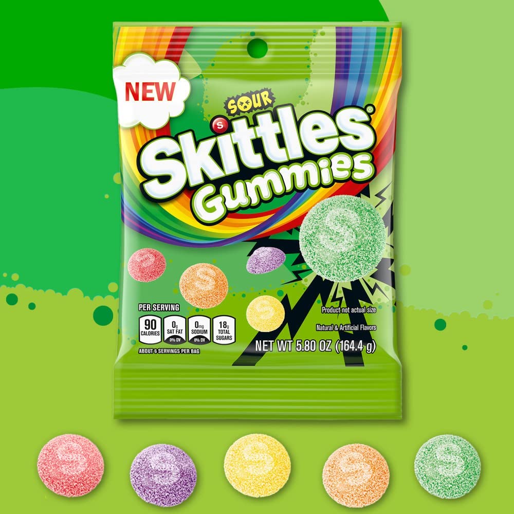 SKITTLES Sour Gummies Candy - 5.8oz bag (Pack of 2)