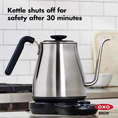 OXO Brew Gooseneck Electric Kettle β Hot Water Kettle, Pour Over Coffee & Tea Kettle, Adjustable Temperature, Built-In Brew Timer, Stainless Steel, 1Lβ
