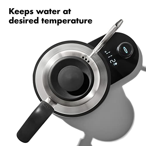 OXO Brew Gooseneck Electric Kettle β Hot Water Kettle, Pour Over Coffee & Tea Kettle, Adjustable Temperature, Built-In Brew Timer, Stainless Steel, 1Lβ