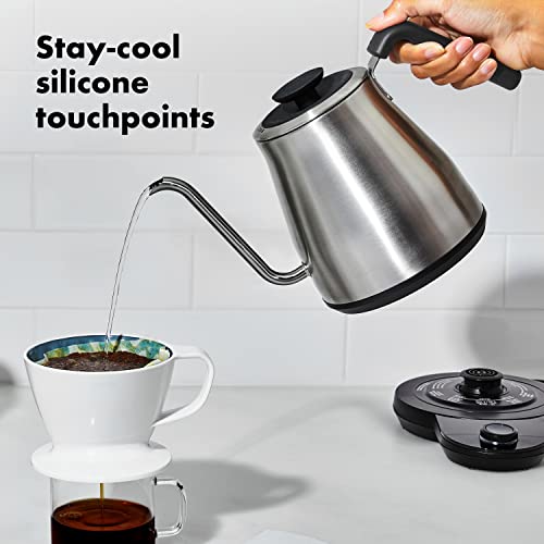 OXO Brew Gooseneck Electric Kettle β Hot Water Kettle, Pour Over Coffee & Tea Kettle, Adjustable Temperature, Built-In Brew Timer, Stainless Steel, 1Lβ