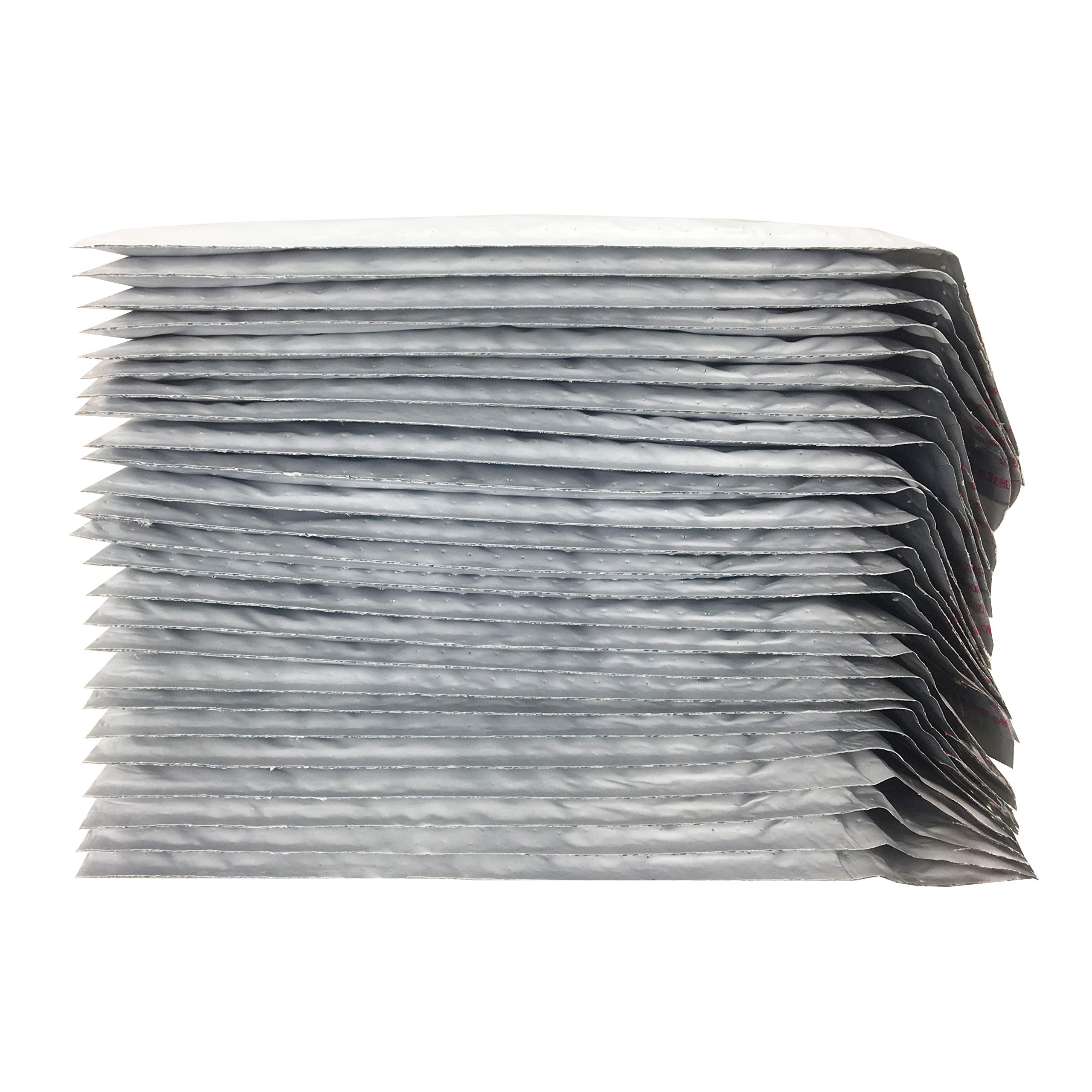 Amazon Basics Poly Bubble Mailer, Self-Seal, 4" x 8" (Internal Size - 3.75" x 7"), 25-Pack, white/grey