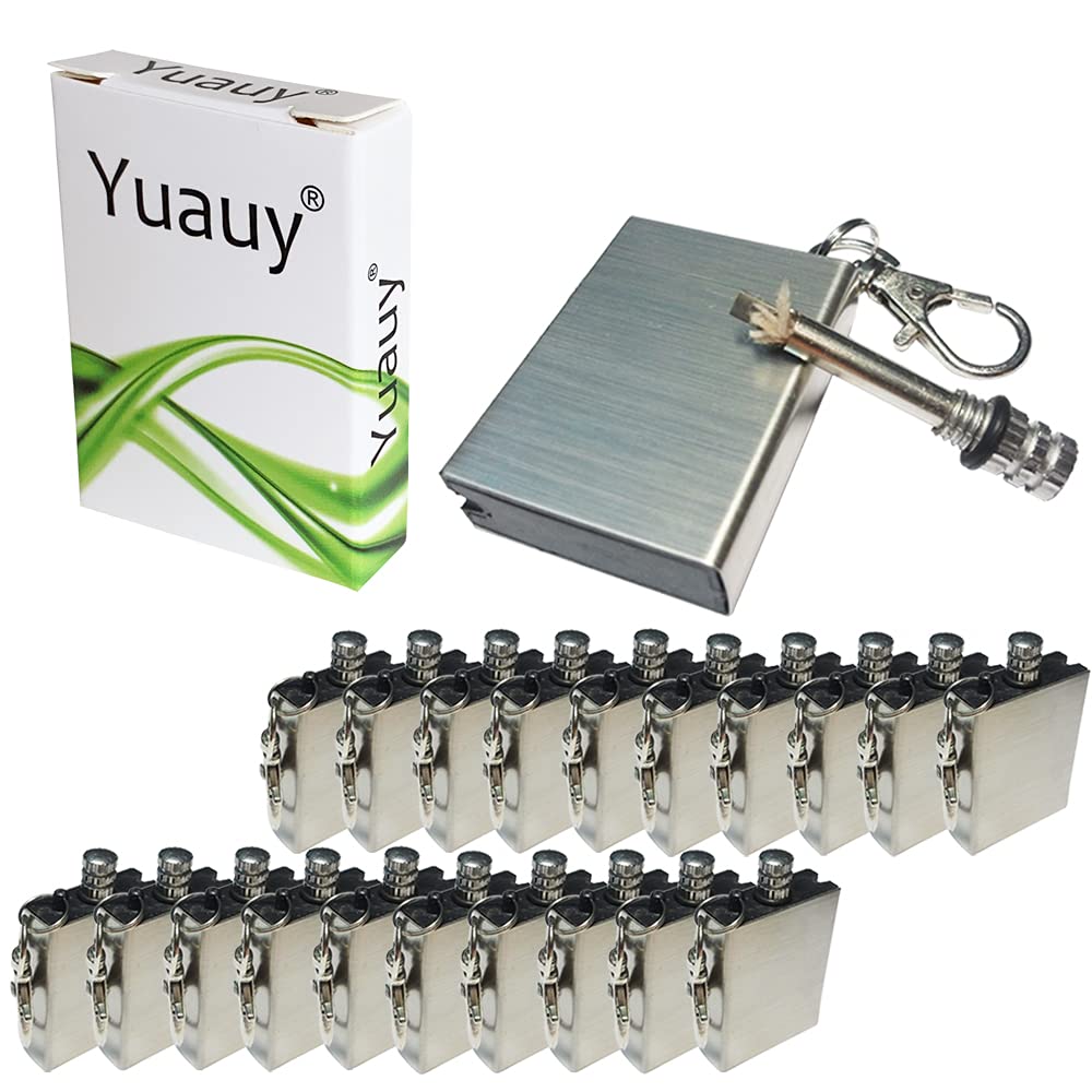 Yuauy 20 Pcs Emergency Hiking Survival Camping Fire Starter Flint Metal Match Lighter Matchbox Fire Starter for Camping Outdoor