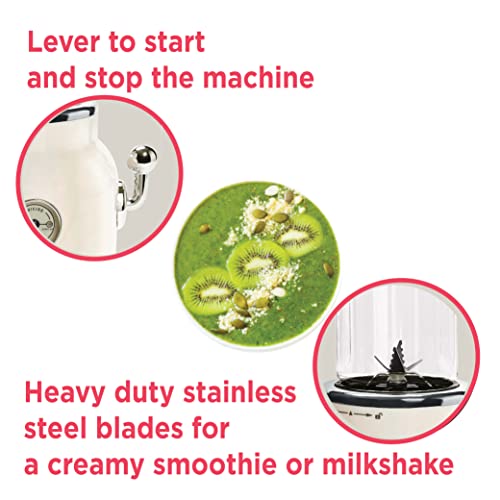 FRIGIDAIRE ESMM100-CREAM Retro Smoothie Maker Blender with Mason Jar, Perfect for Shakes and Smoothies, 300-Watt, Cream