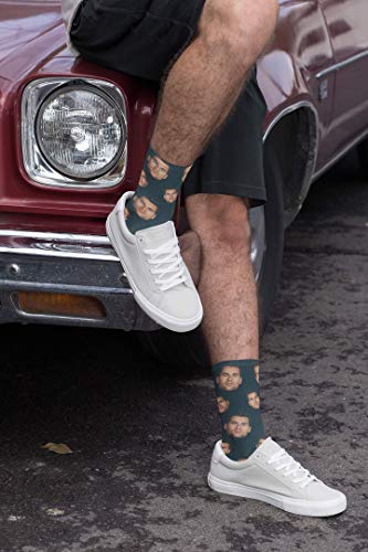 ShineSand Custom Face Socks with Picture, Personalized Socks with Photo Customized Unisex Funny Crew Sock Gifts for Men Women