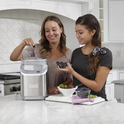 Cusinart ICE-70P1 2-Quart Cool Creations Ice Cream, Frozen Yogurt, Gelato and Sorbet Maker, LCD Screen with Countdown Timer, Makes Frozen Treats in 20-Minutes or Less, Stainless Steel