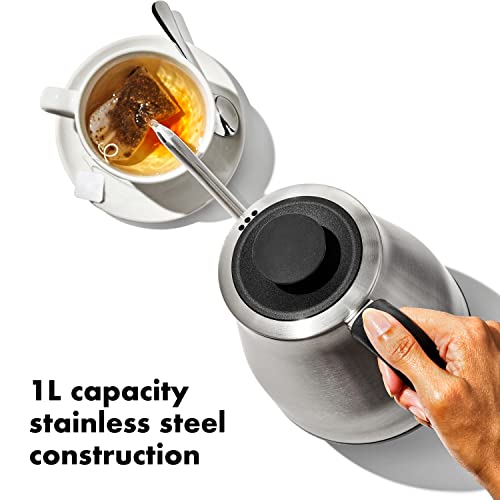 OXO Brew Gooseneck Electric Kettle β Hot Water Kettle, Pour Over Coffee & Tea Kettle, Adjustable Temperature, Built-In Brew Timer, Stainless Steel, 1Lβ