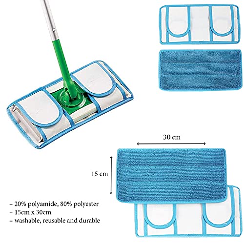 Reusable Pads Compatible with Swiffer Sweeper & All 10-12 Inch Flat Mop, Wet Dry Cleaning Pads for All Hard-Floor, Reusable & Washable Sweeper Refills - 2pack