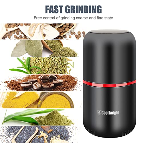 COOL KNIGHT Herb Grinder [large capacity/fast /Electric ]-Spice Herb Coffee Grinder with Pollen Catcher/- 7.5" (Black)