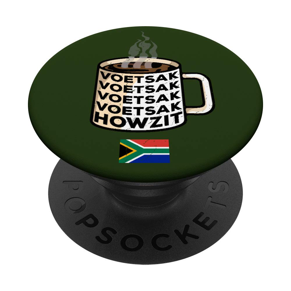 Coffee Warning Voetsek South Africa Funny Howzit PopSockets PopGrip: Swappable Grip for Phones & Tablets