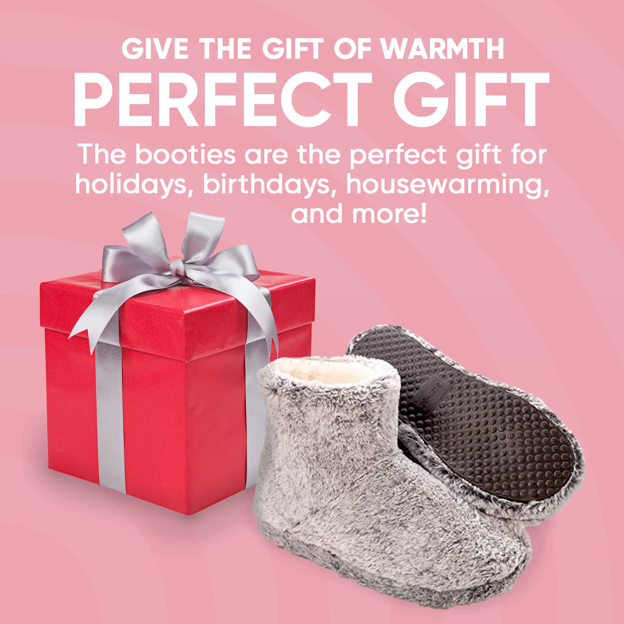 Snook-Ease Heated Booties Thick Warm Winter Feet Warmers with Microwavable Heatable Inserts β Heated Booties Foot Heater for Cold feet β Heated Foot Warmers (Gray, Women 6-7 / Men 5-6)