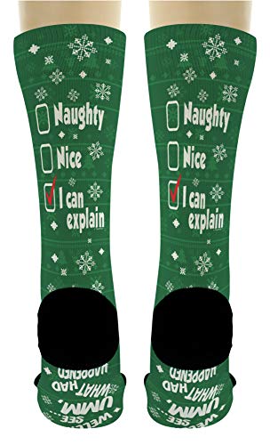 Santa Gifts I Can Explain Santa Claus Socks Merry Christmas Accessories 1-Pair Novelty Crew Socks