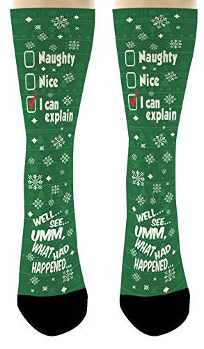 Santa Gifts I Can Explain Santa Claus Socks Merry Christmas Accessories 1-Pair Novelty Crew Socks