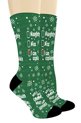 Santa Gifts I Can Explain Santa Claus Socks Merry Christmas Accessories 1-Pair Novelty Crew Socks