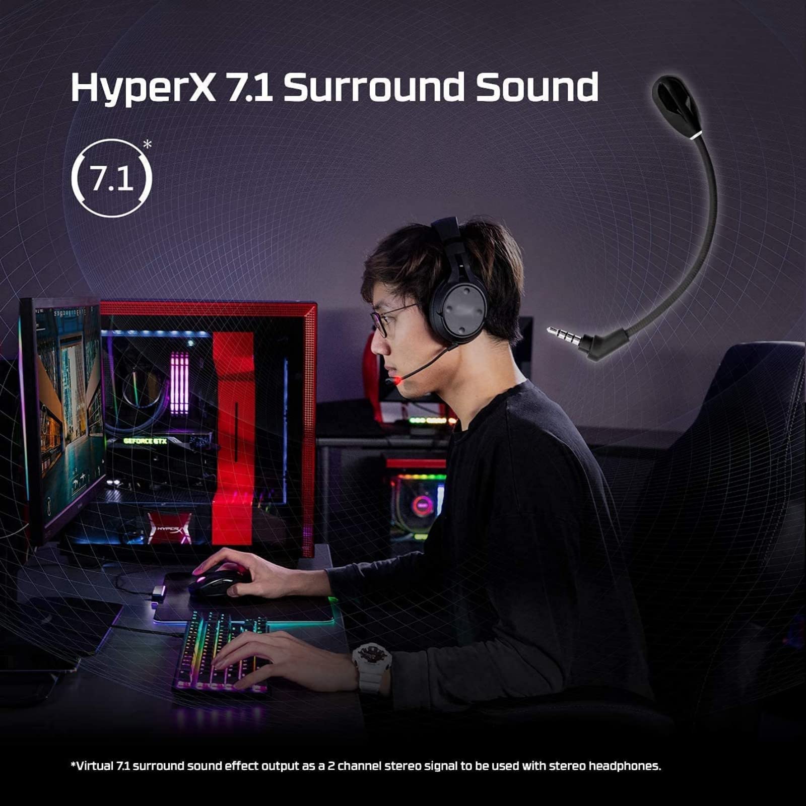 Cloud Flight MIC, Boom Microphone Replacement for Kingston Cloud HYPERX Cloud Flight and Flight S Gaming Headset on PS5, PS4, Xbox One, PC, Mac, Phone, Noise Cancelling