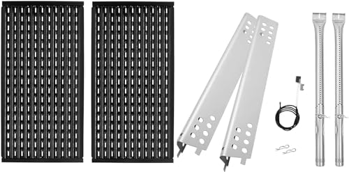 BBQration Grill Replacement Parts for Charbroil Performance TRU-Infrared 463633316 463672016 463672216 463672019 463672219 463672419, 17" G460-0500-W1 Porcelain Steel Grate, Heat Tent and Burner
