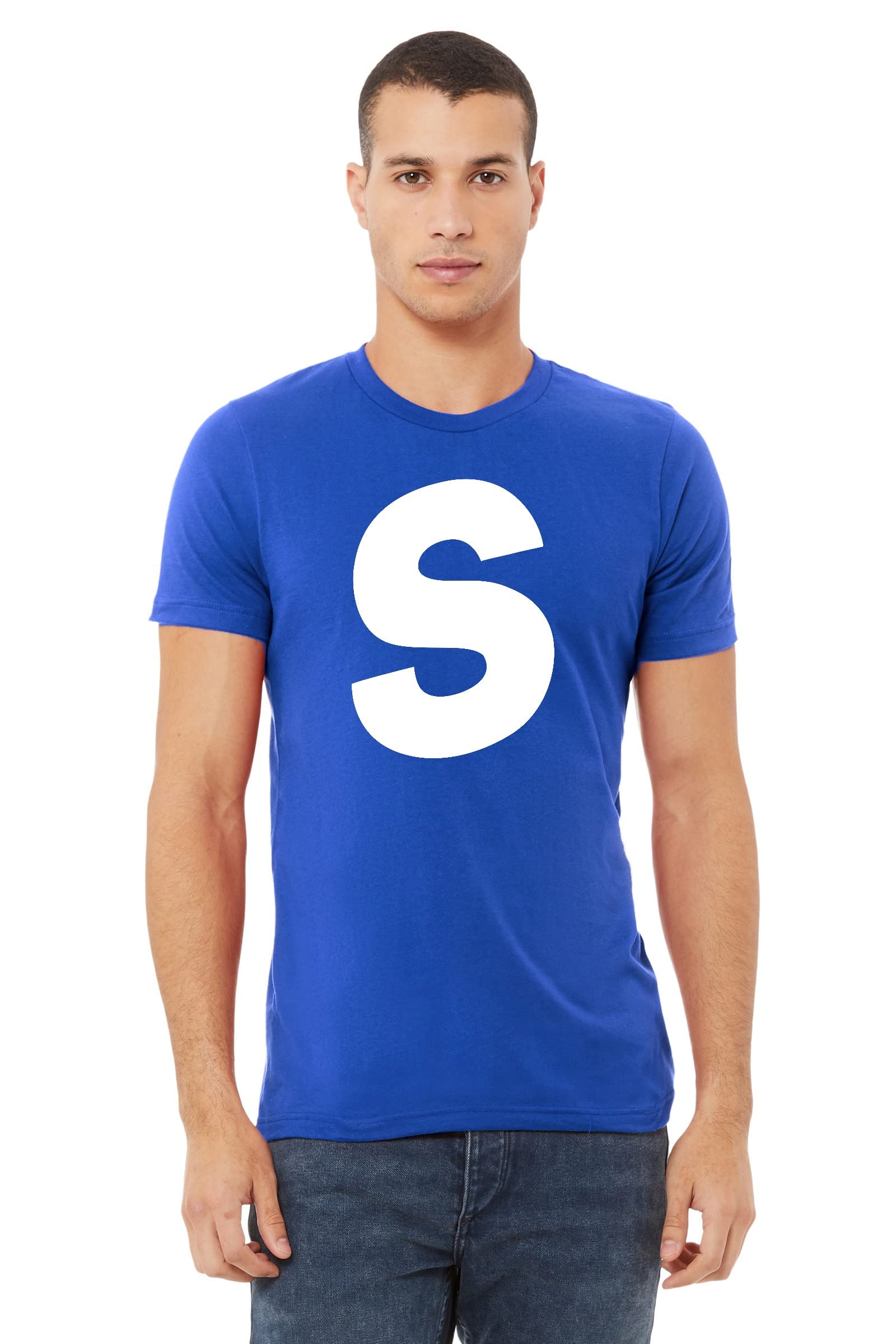 Letter S Halloween Team Group Event Trick Treat Costume Accessory Men's T-Shirt, L, Royal