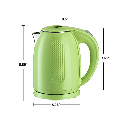 Ovente Portable Electric Kettle Stainless Steel Instant Hot Water Boiler Heater 1.7 Liter 1100W Double Wall Insulated Fast Boiling with Automatic Shut Off for Coffee Tea & Cold Drinks, Green KD64G